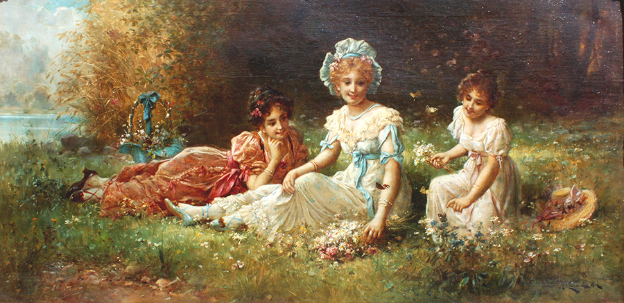 Hans Zatzka (Austrian, 1859-1945) A Very Fine and Charming Oil on ...