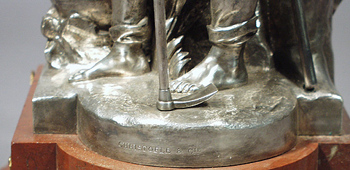 A Very Fine French 19th Century Silvered Bronze Sculpture of a Group of ...